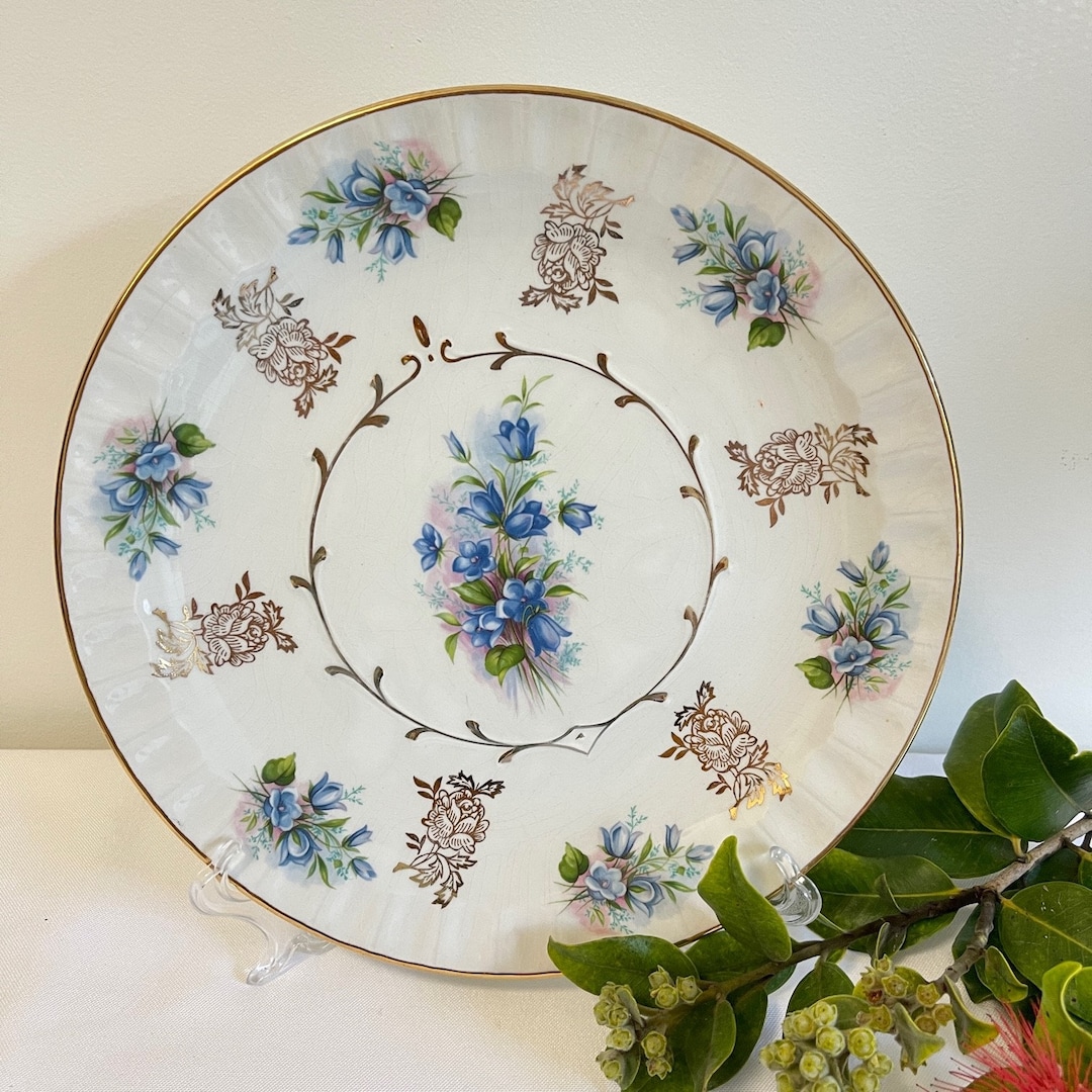 Wood & Sons Avon Dinner Plate. Embossed Gold, Multicolour Flowers, Gold ...