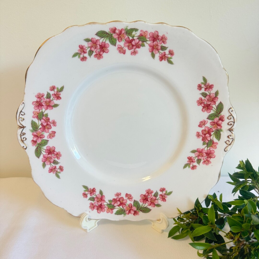 Colclough Pink Primrose #6760 Bone China Cake Plate Vintage Made in ...