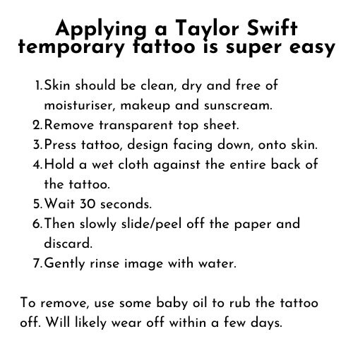 Taylor Swift Temporary Tattoo | Eras Tour | Eras Tour Outfit Idea ...