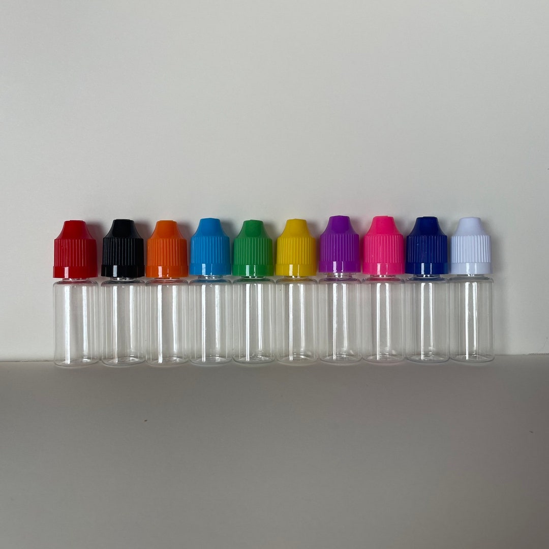 Dropper Bottles 10ml Plastic Squeezable Eye Drop Liquid Multi Coloured ...