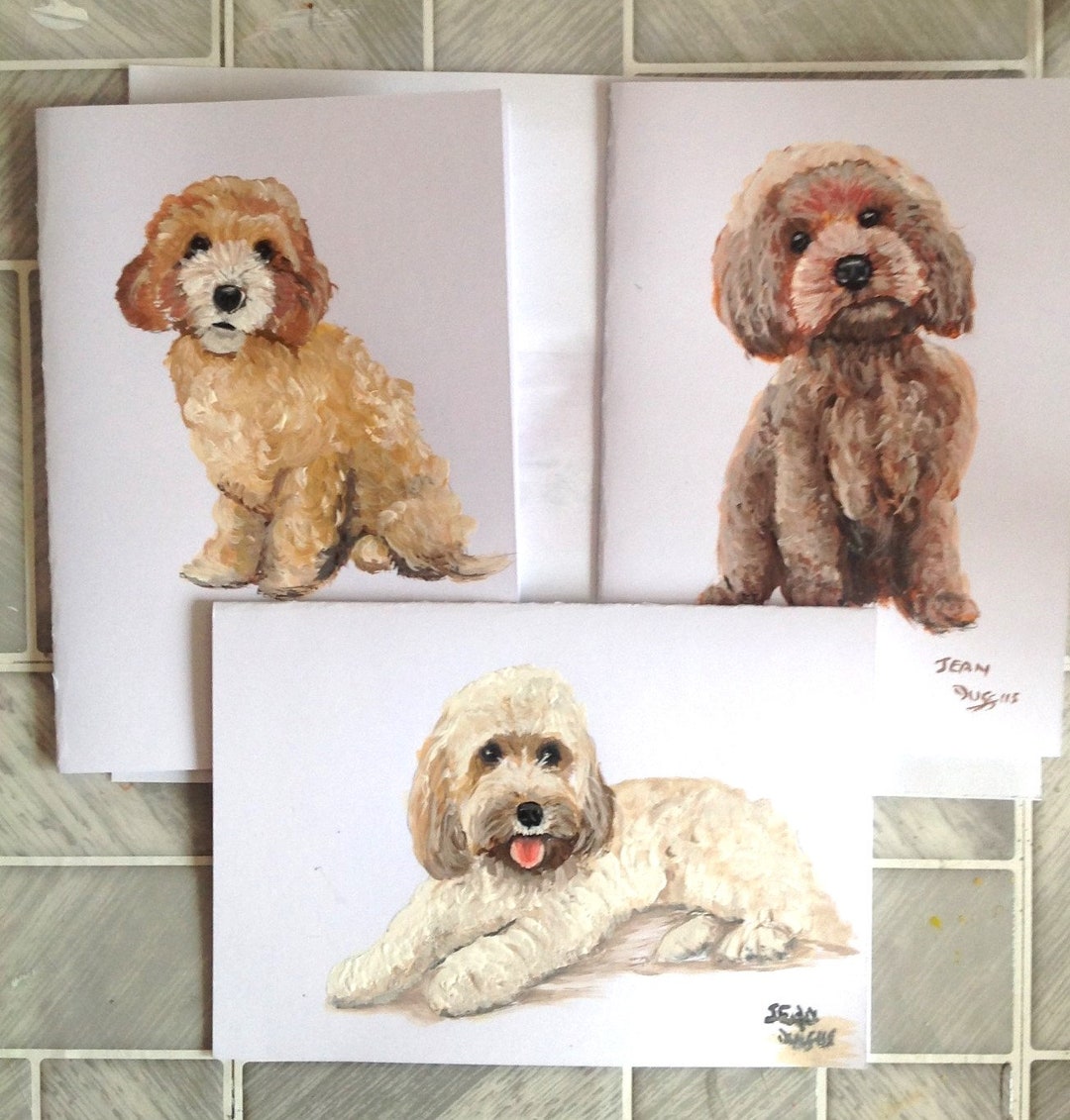 Set of 3 Greetings Cards Featuring Hand Painted Cockapoo Dogs - Etsy