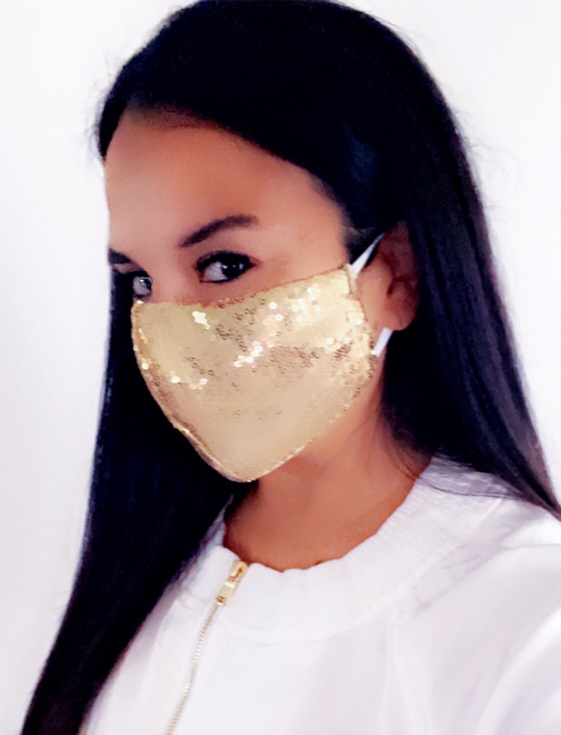 Gold Sequin Nose Wire Mask -filter Pocket Included/nose Wire Face Mask ...