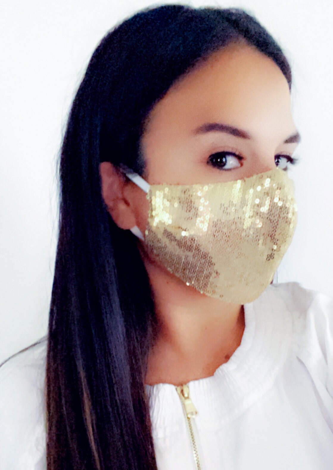 Gold Sequin Nose Wire Mask -filter Pocket Included/nose Wire Face Mask ...