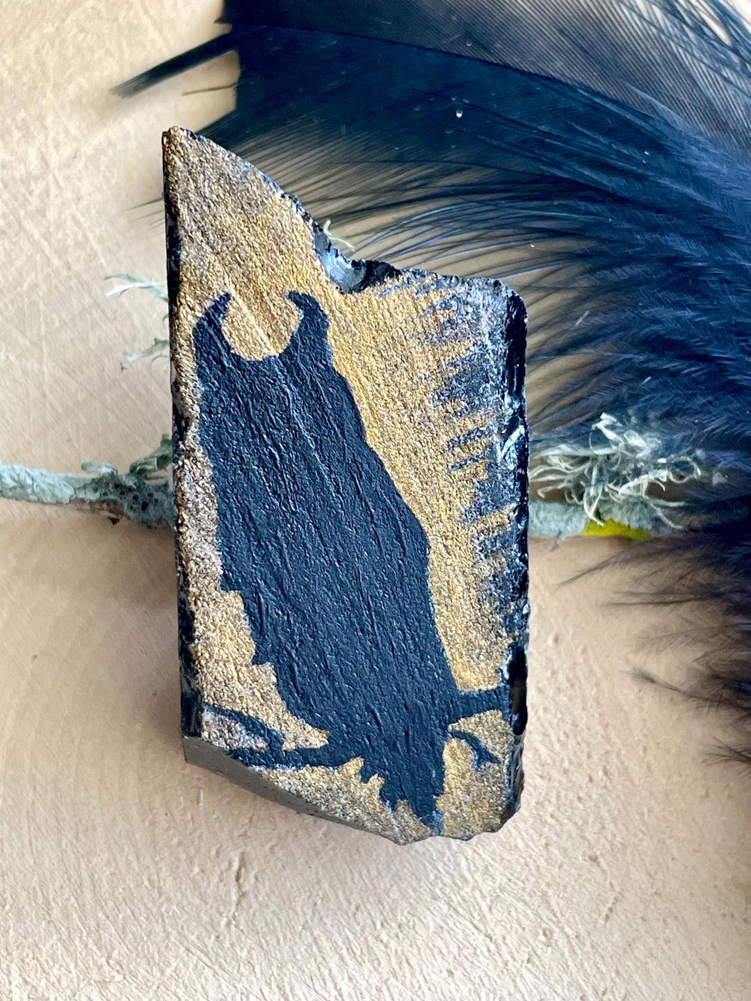 Obsidian Painted Gemstone With Owl Spirit Animal - Etsy