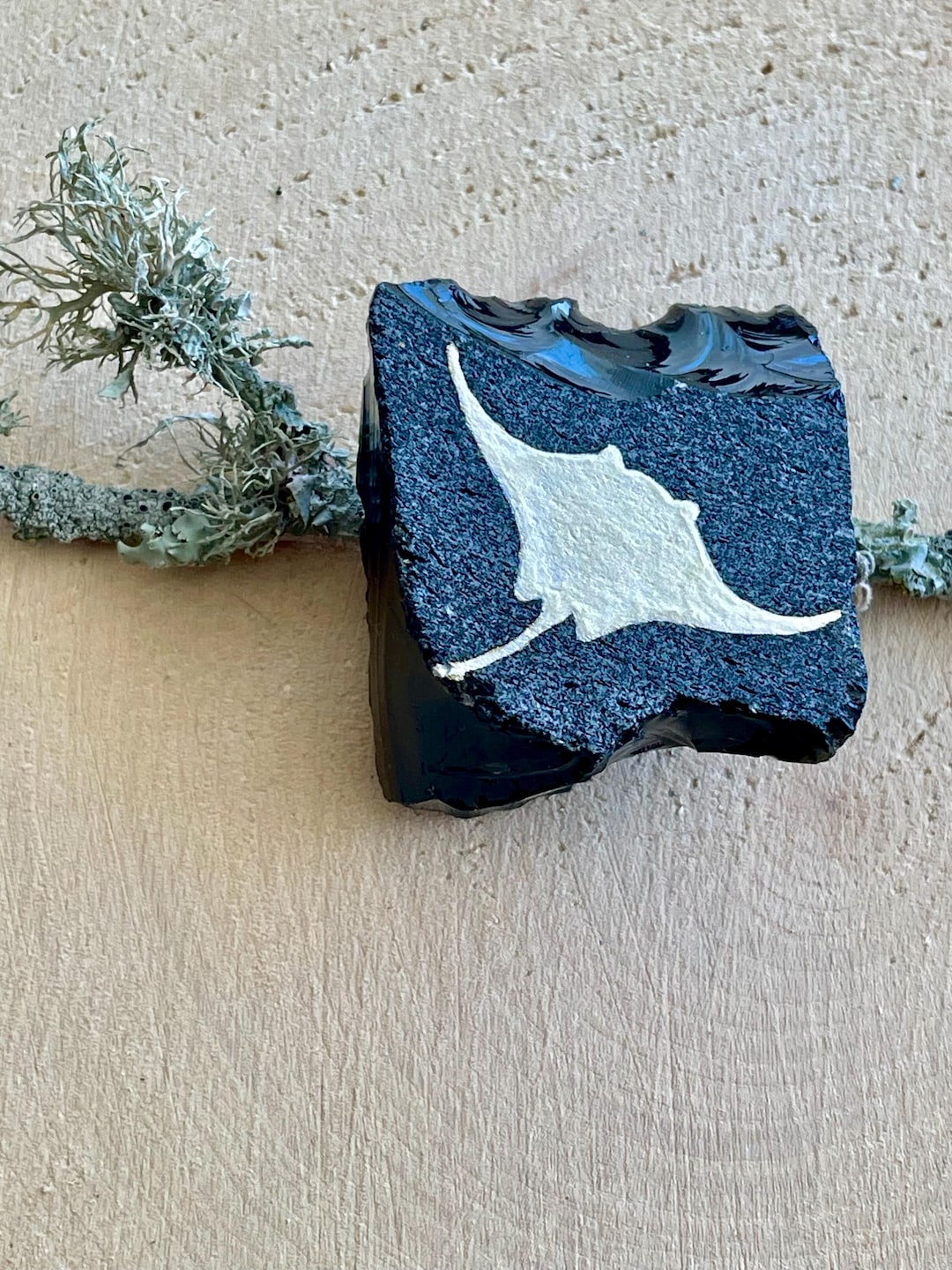 Obsidian With Handpainted Stingray Spirit Animal / Stingray Totem ...