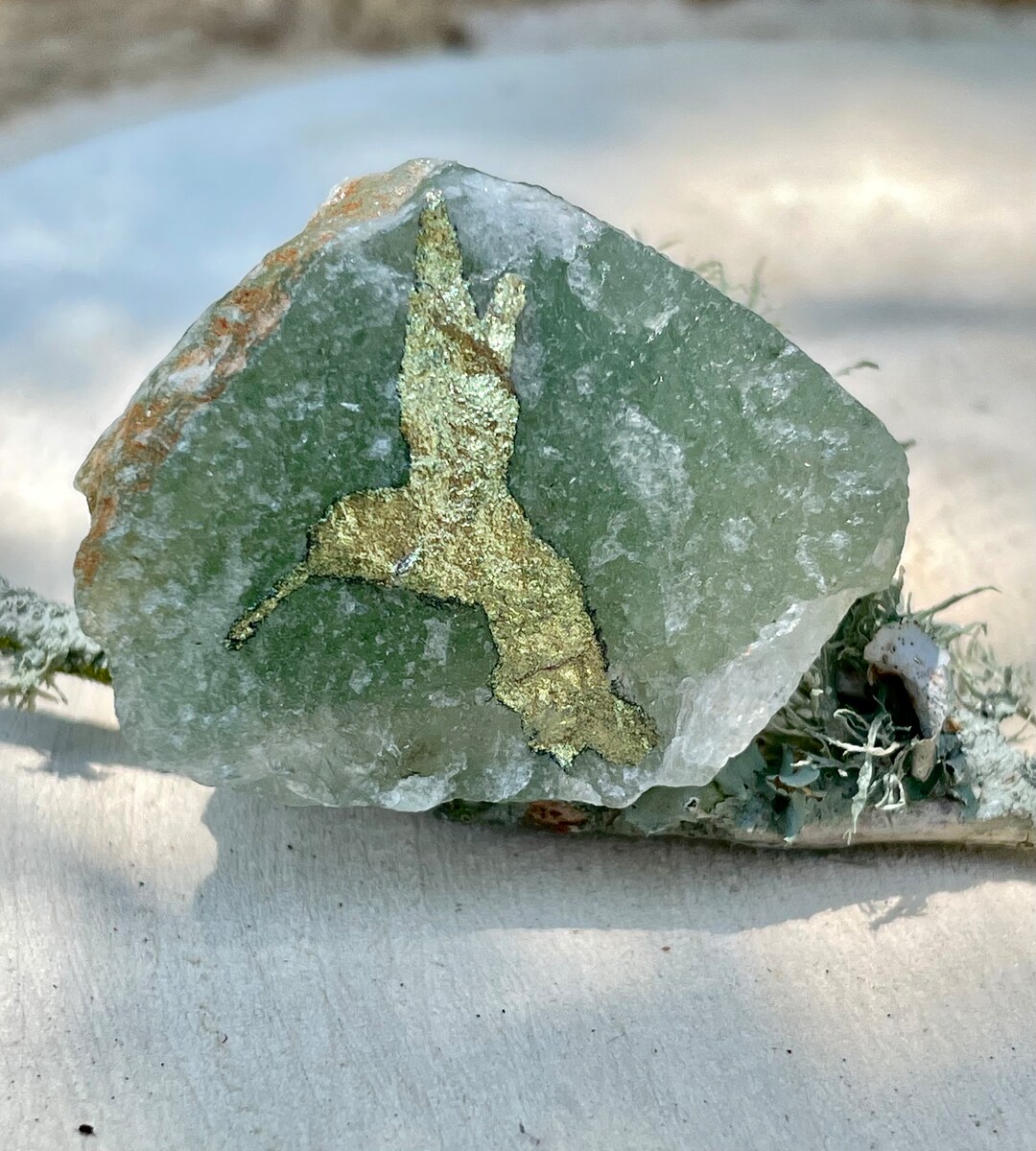 Jade Painted Gemstone With Hummingbird Spirit Animal - Etsy