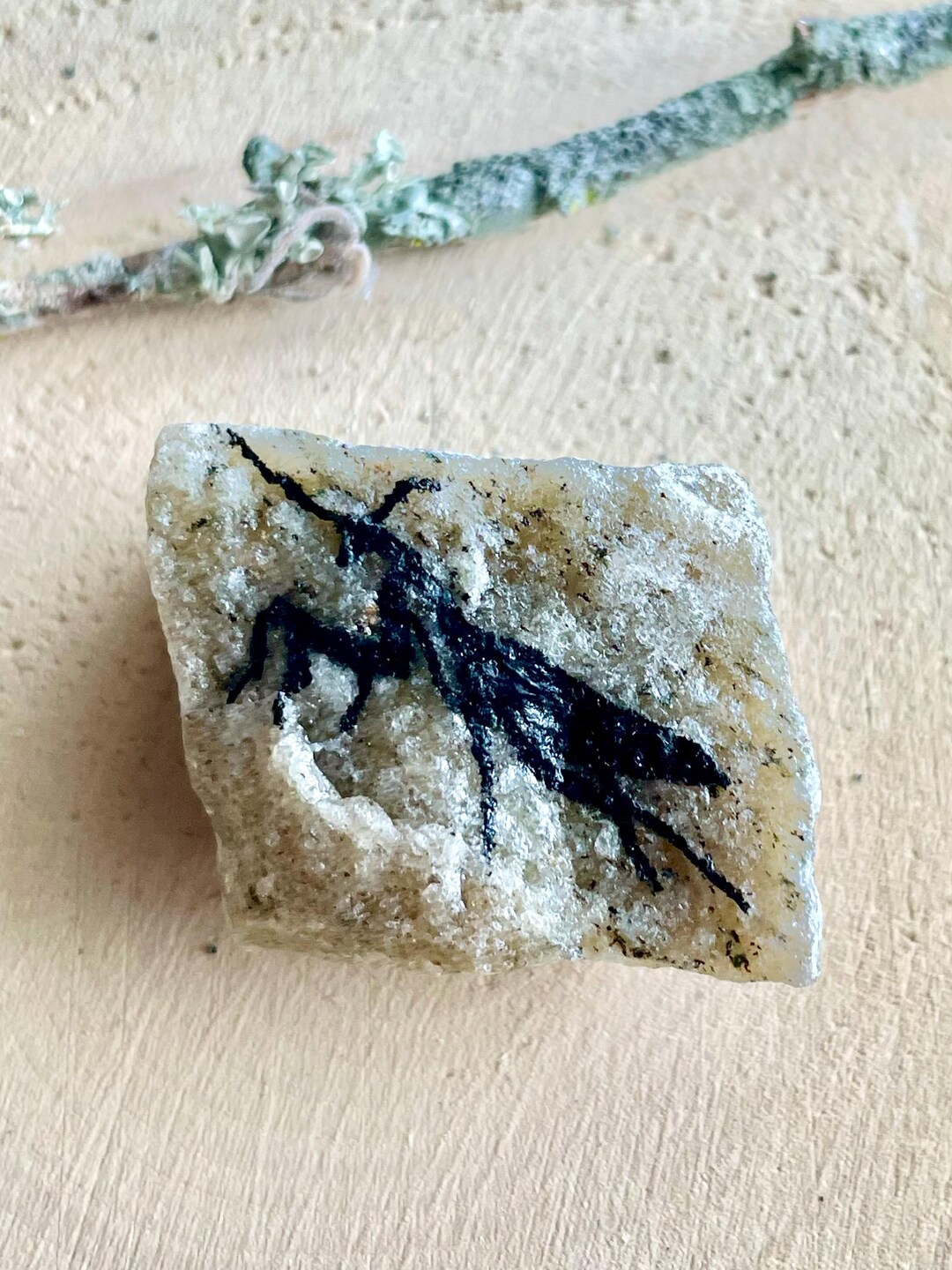 Hand Painted Raw Green Jade Stone With Praying Mantis Spirit Animal ...