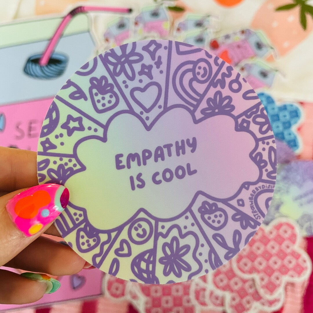 Empathy is Cool Sticker | Circle Sticker | Purple Sticker | Happy Face ...