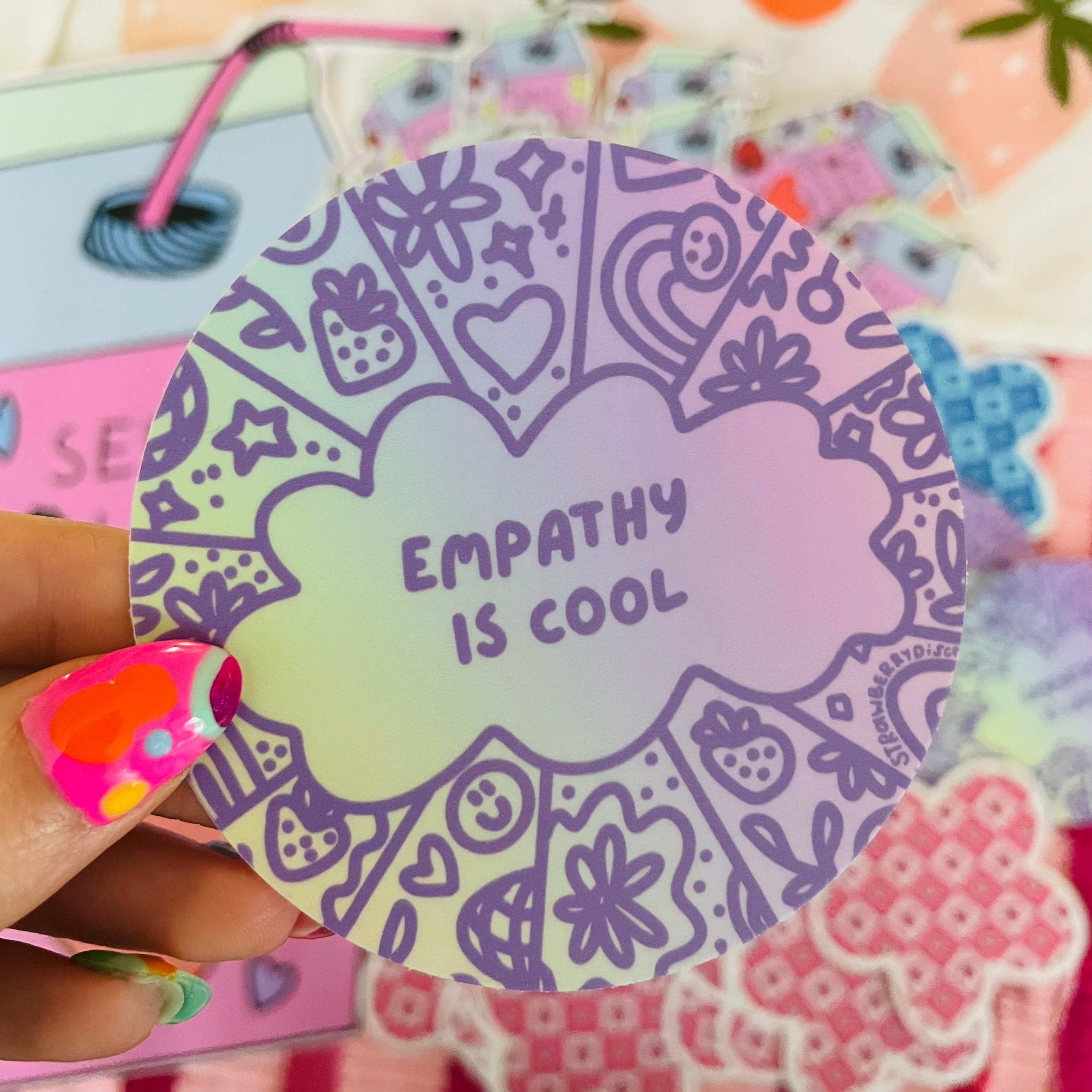 Empathy is Cool Sticker | Circle Sticker | Purple Sticker | Happy Face ...