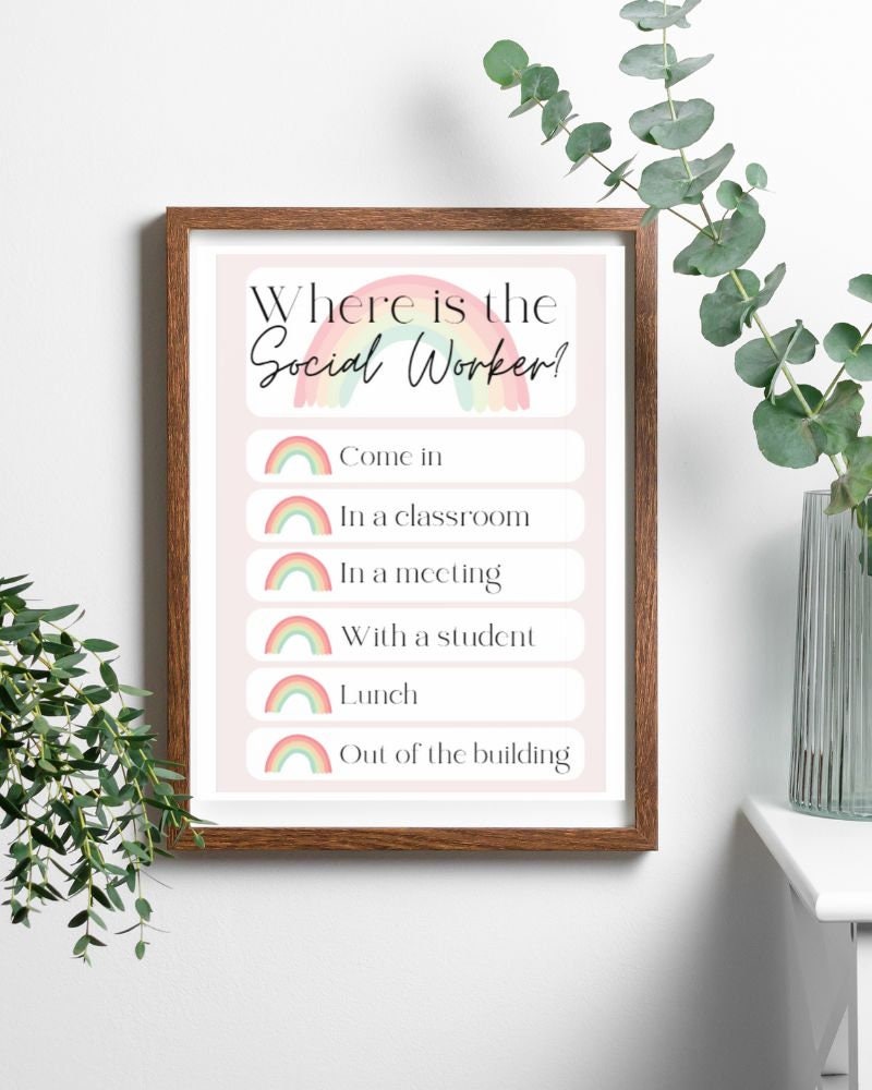 Personalized Social Worker Door Sign, Customized Where is the School ...