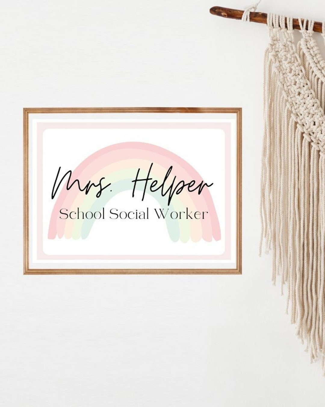 Customizable Office Name Sign, Rainbow Door Sign for School Social ...