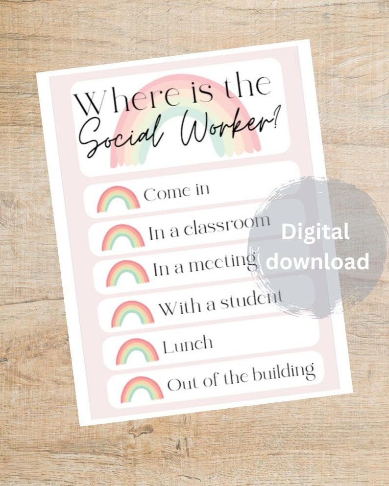 Personalized Social Worker Door Sign, Customized Where is the School ...