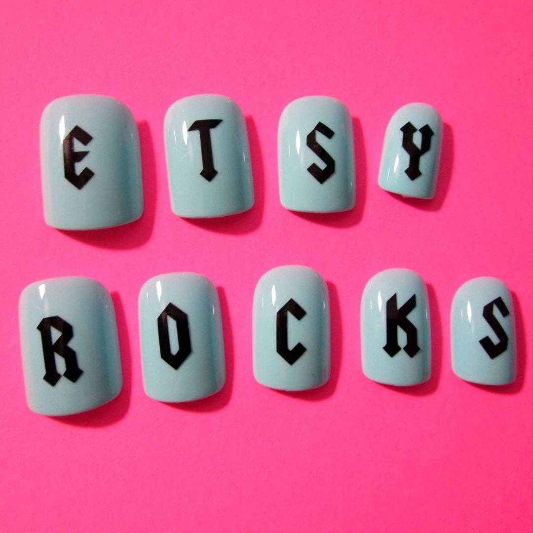 Small Heavy Metal Font Vinyl Nail Decals, Alphabet Letter Stickers for ...