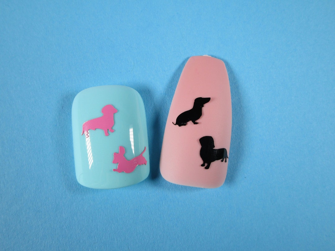 Dachshund Nail Decals, Wiener Dog Stickers, Glossy Vinyl Nail Art - Etsy