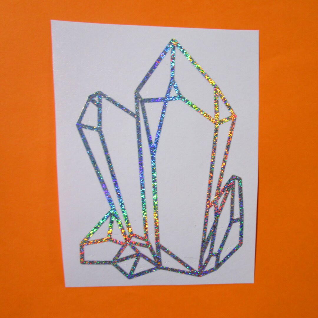 Holographic Silver Quartz Crystal Cluster Vinyl Decal - Etsy