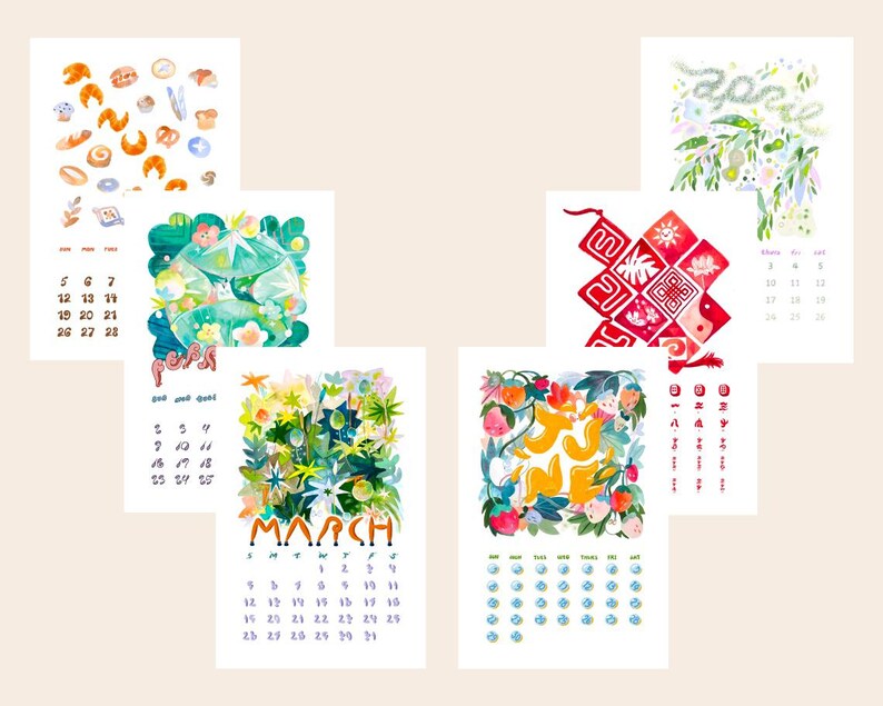 2025 Calendar Printable for Wall: Standard A4 Pages Featuring Hand ...