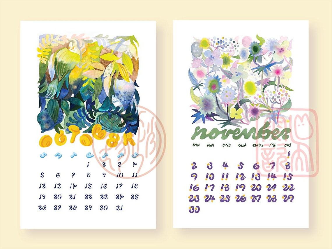 2025 Calendar Printable for Wall: Standard A4 Pages Featuring Hand ...