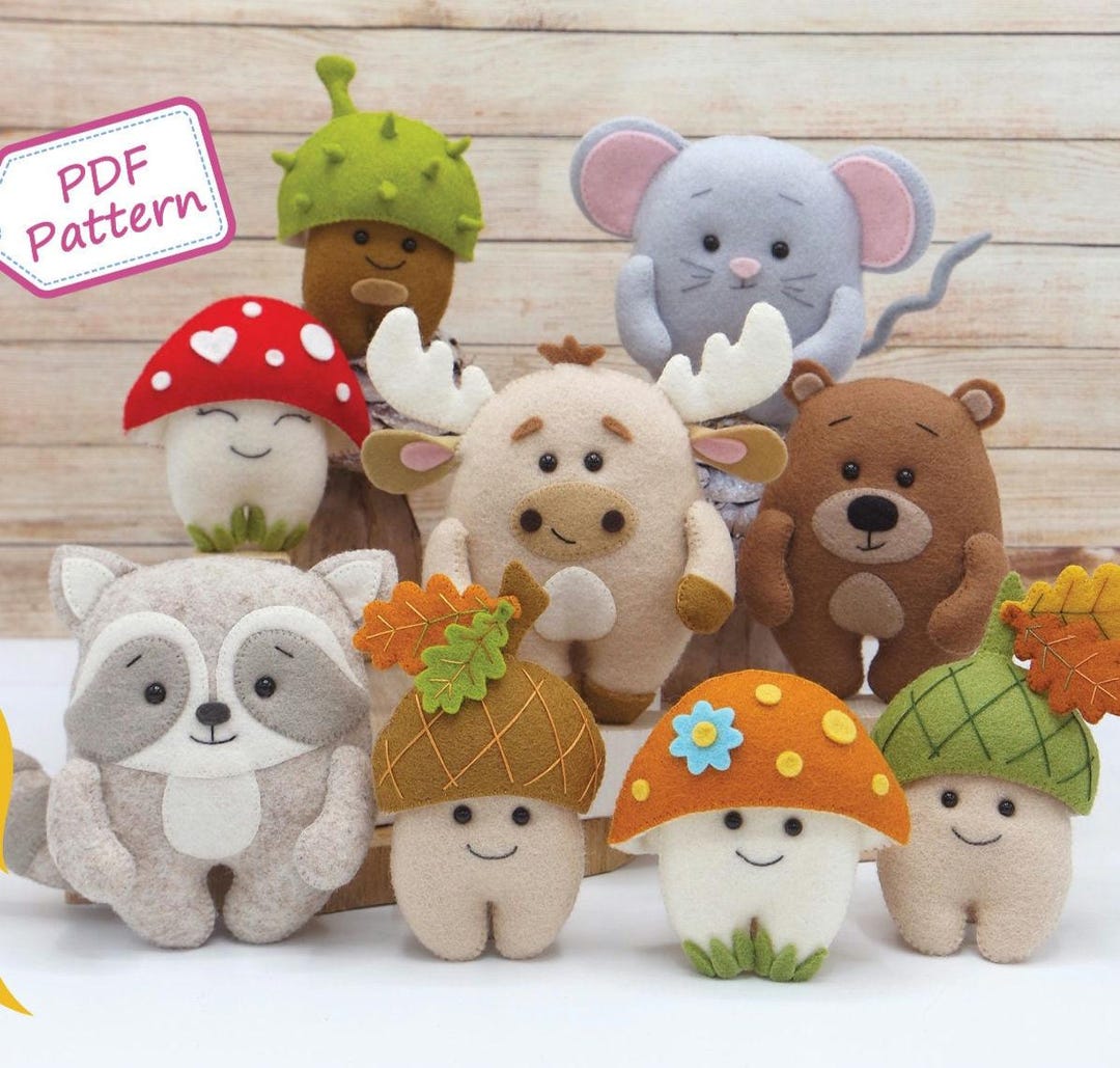 Felt Pattern Woodland Animals and Friends, Felt Sewing Pattern by ...