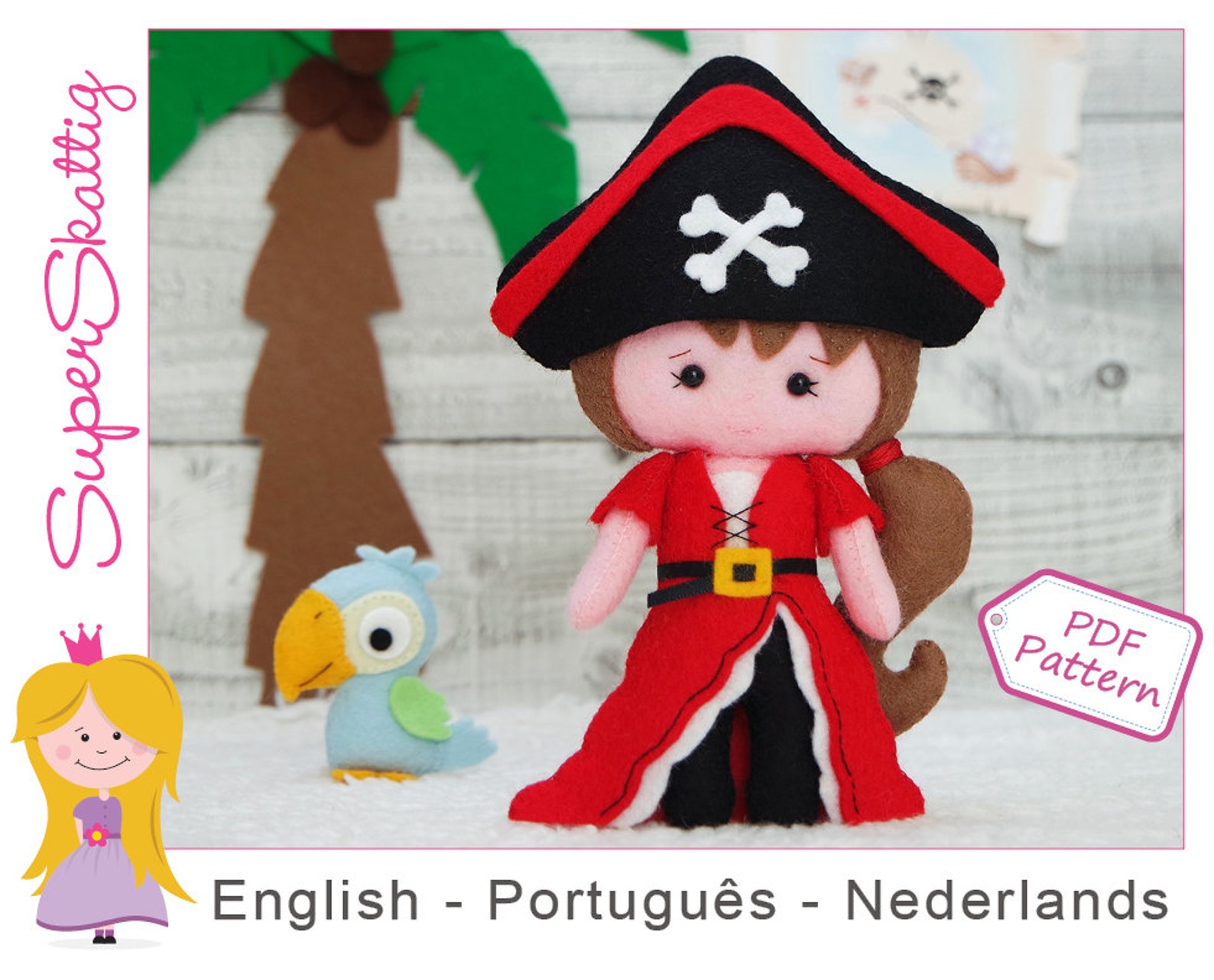 Felt Pattern Little Pirate Girl Softie Pattern Pirates Pluch - Etsy