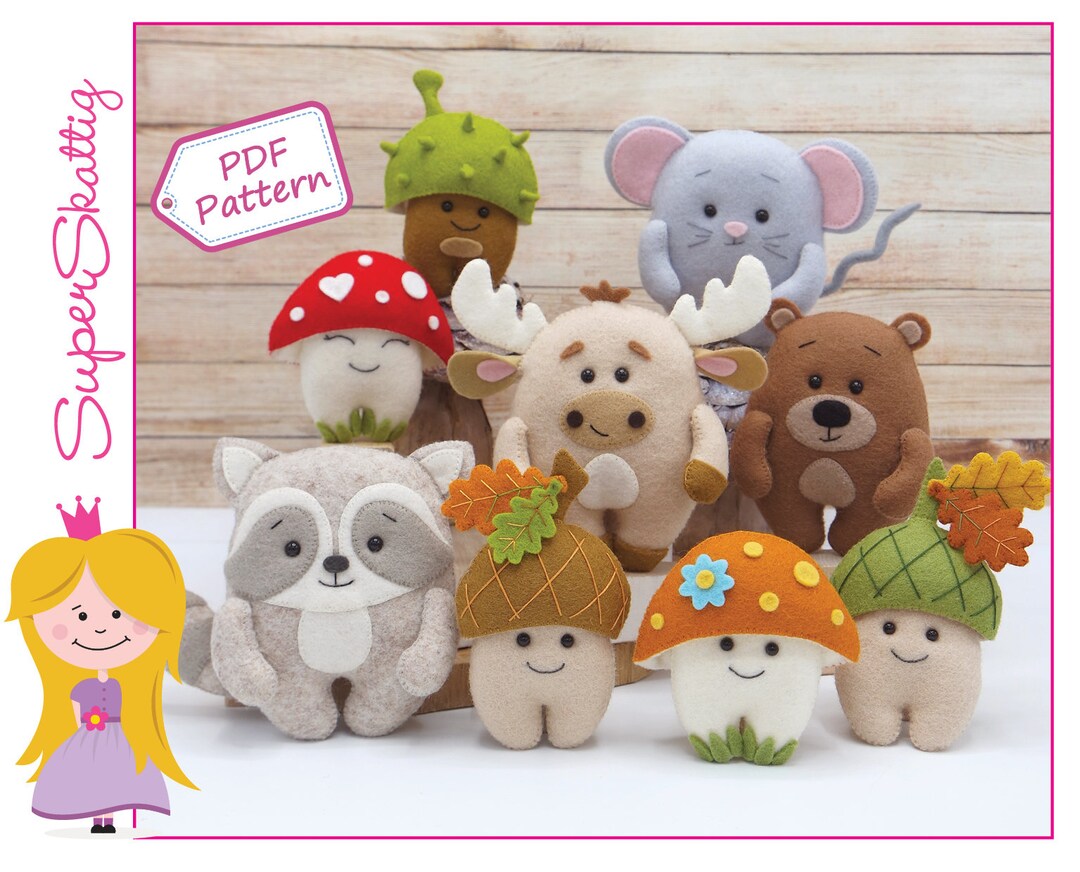 Felt Pattern Woodland Animals and Friends, Felt Sewing Pattern by ...