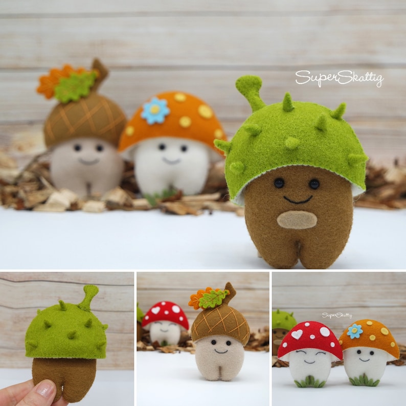 Felt Pattern Chestnut, Acorn and Mushroom, Pdf Felt Pattern Forest by ...