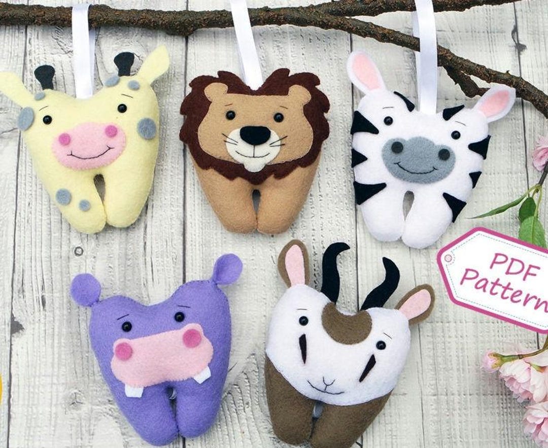 Vilt Patroon Tandenkussens, Naai Patroon Giraffe, Leeuw, Nijlpaard ...