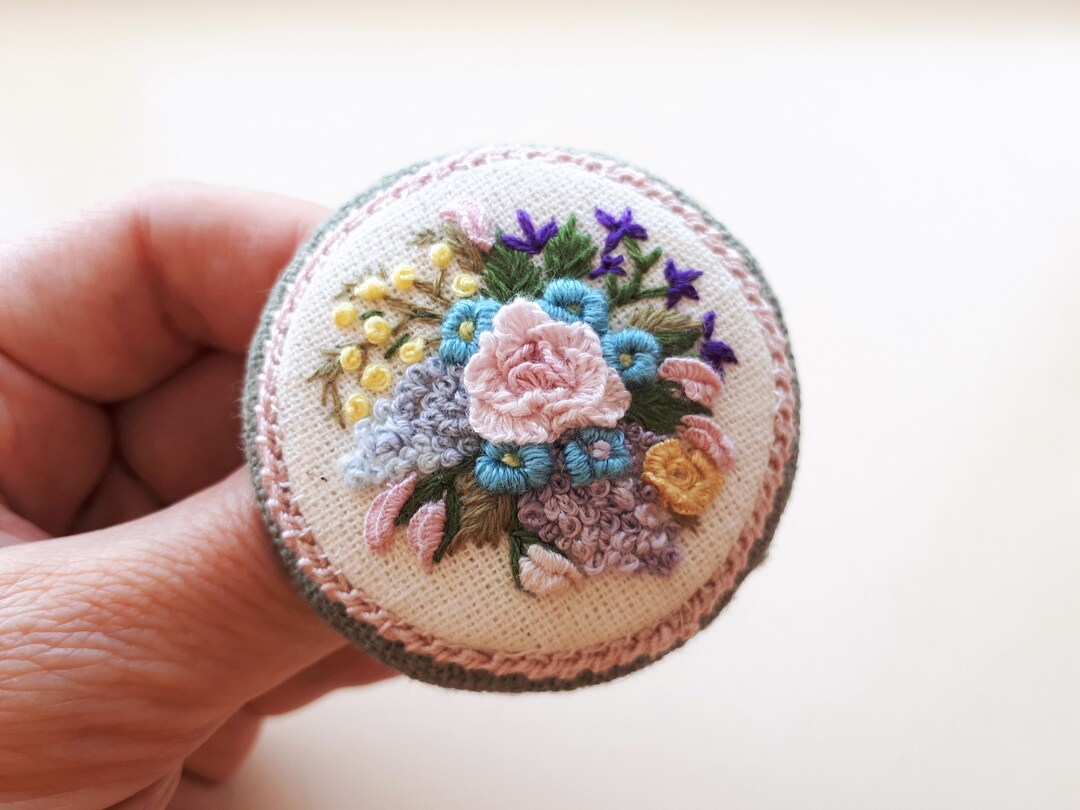 Rococo Brooch, Embroidered Brooch, Handmade Brooch, Vintage Style ...