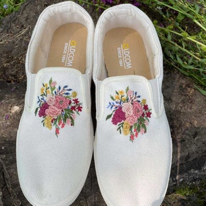 Hand Embroidered Canvas Shoes, Embroidered Shoes - Etsy
