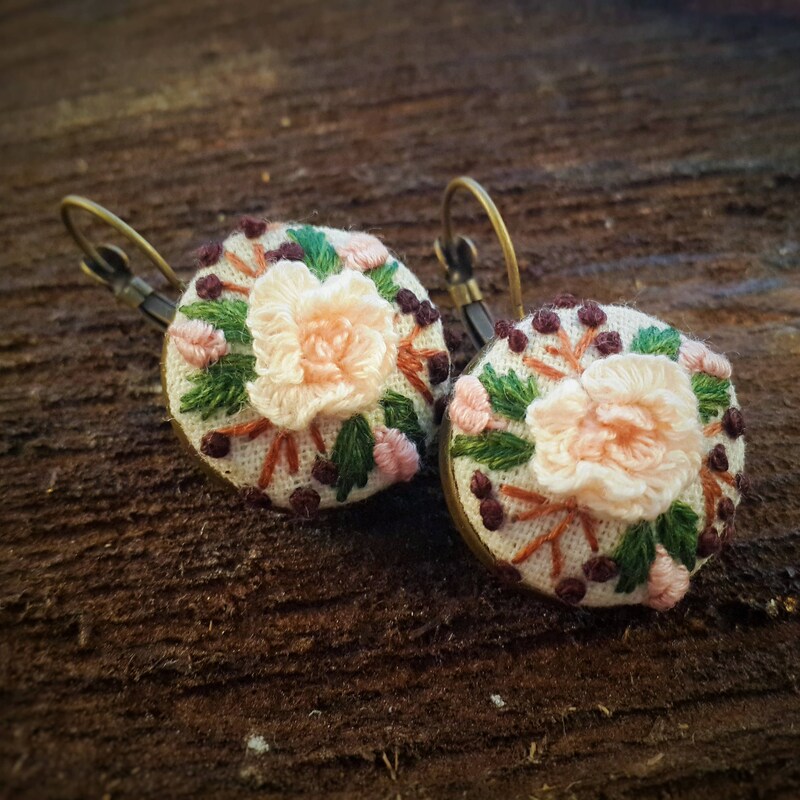 Embroidered Earrings - Etsy