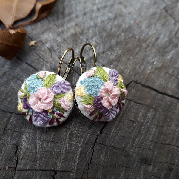 Embroidered Earrings - Etsy