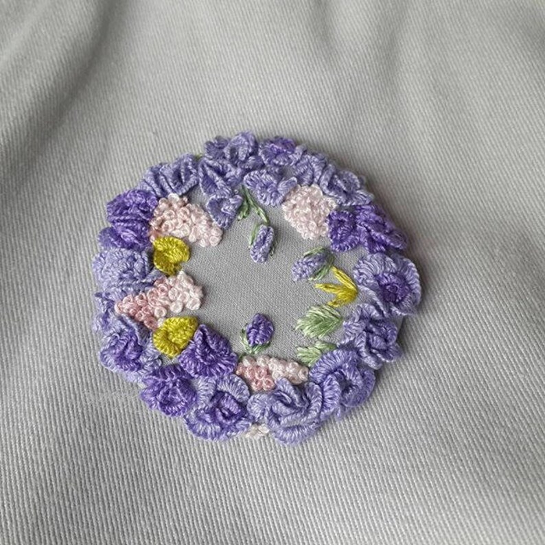 Purple Art Brooch, Handmade Brooch, Floral Brooch, Purple Brooch ...