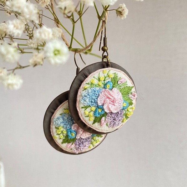 Embroidered Earrings - Etsy