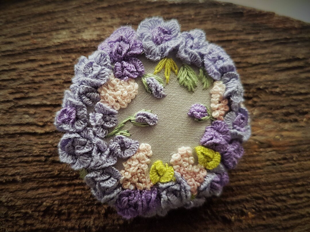Purple Art Brooch, Handmade Brooch, Floral Brooch, Purple Brooch ...