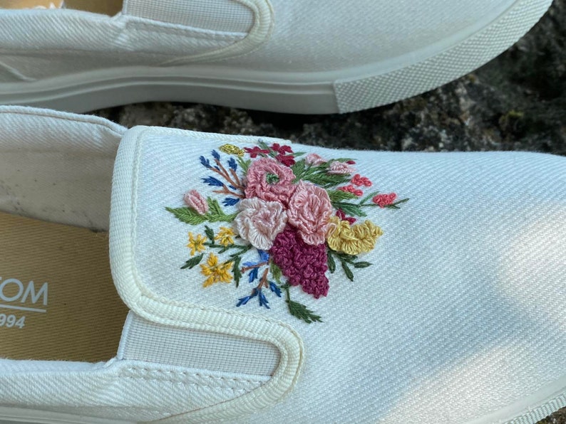 Hand Embroidered Canvas Shoes, Embroidered Shoes - Etsy