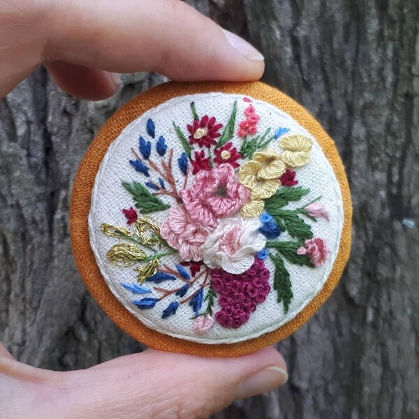 Embroidered Brooch - Etsy