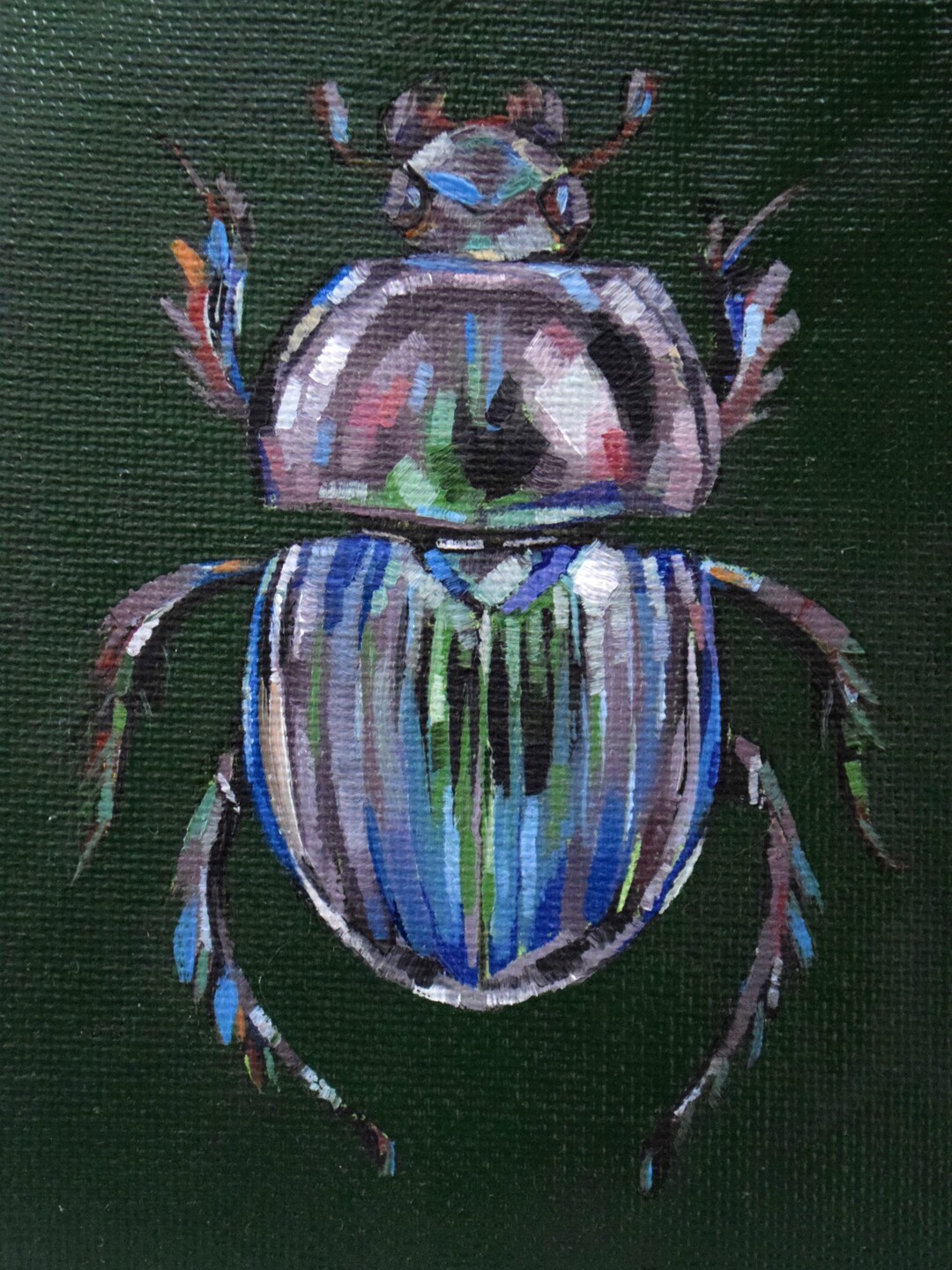 Scarab Beetle - 3x4" - Realistic Insect Art - Original Oil Painting ...