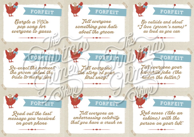 Printable Hen Party Forfeit Cards Vintage Chicks & Bows - Etsy México
