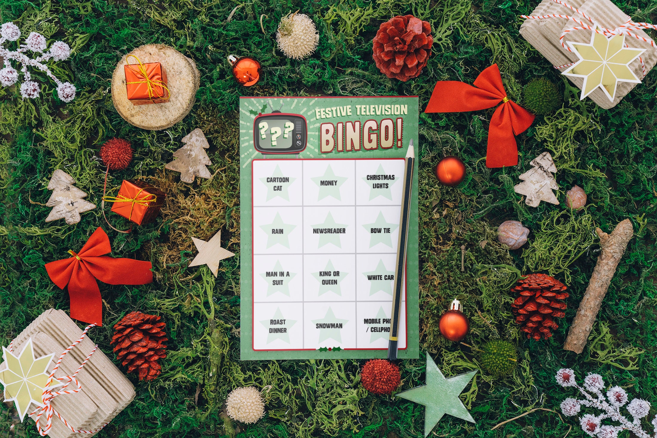 Printable Christmas Bingo Game Festive Television Bingo - Etsy