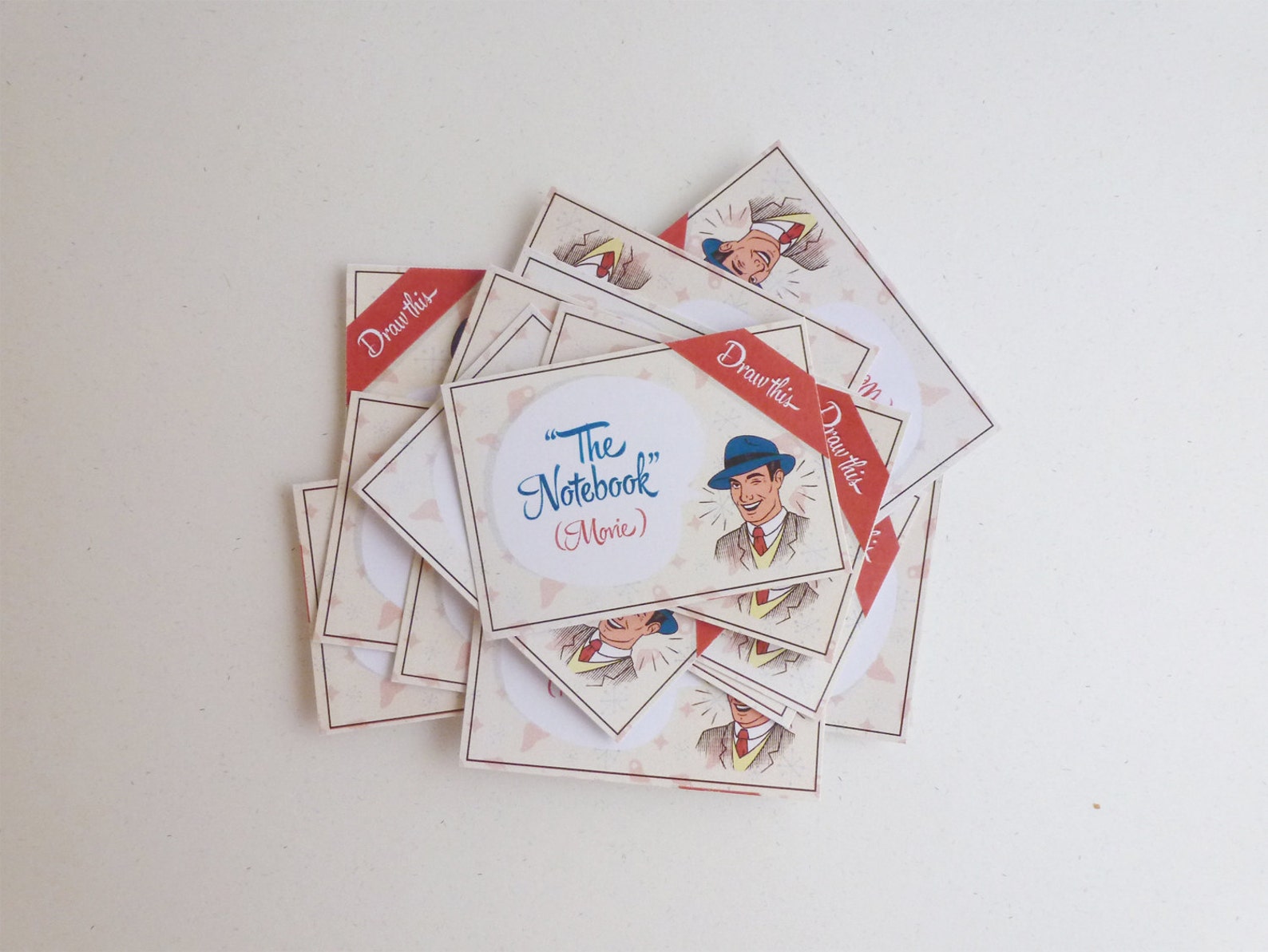 Retro 1950s pictionary Style Printable Game Cards - Etsy UK