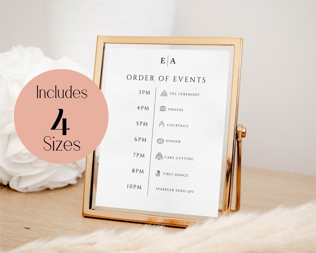 Order of Events, Timeline Icons, Ceremony Timeline, Printable Timeline ...