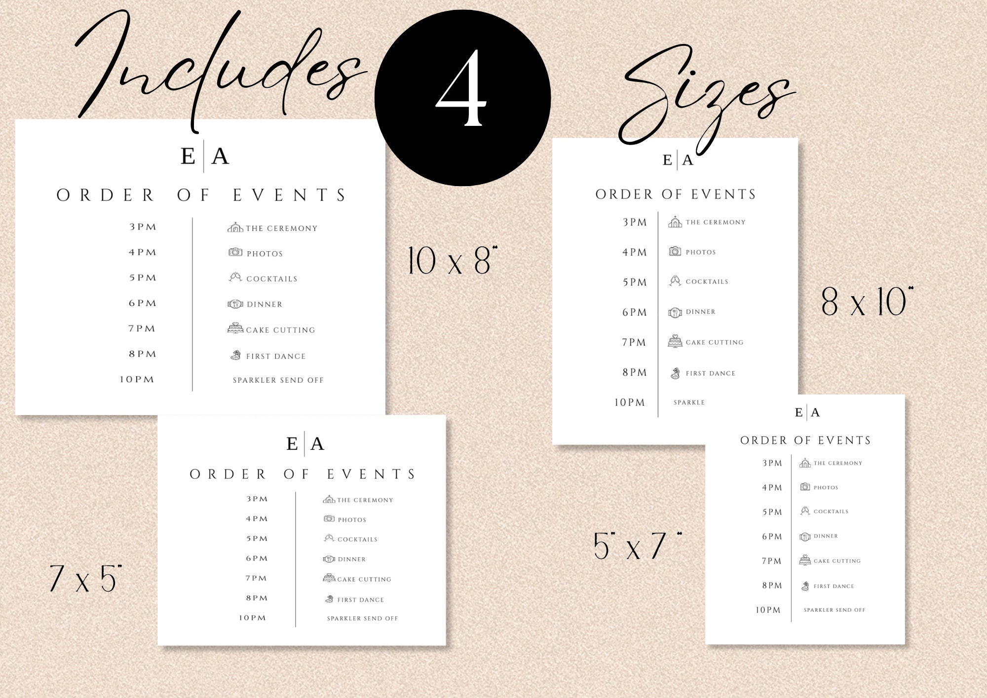 Order of Events, Timeline Icons, Ceremony Timeline, Printable Timeline ...