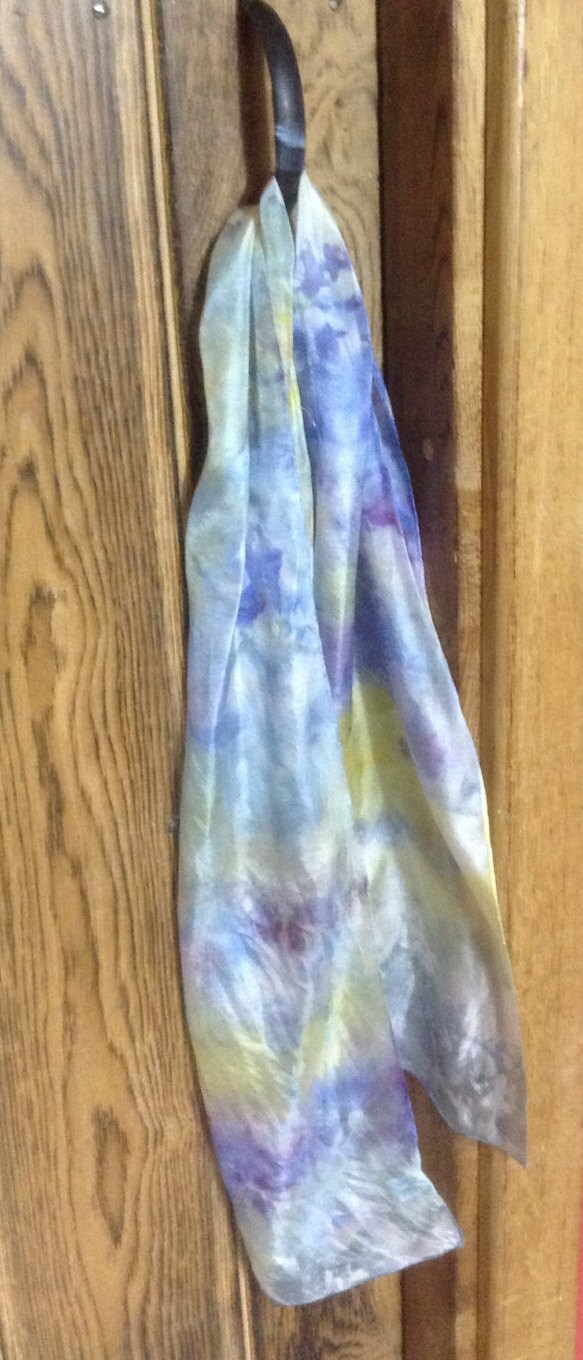 Hand Made Ice Dyed Blue and Yellow Lightweight Long Silk Scarf - Etsy