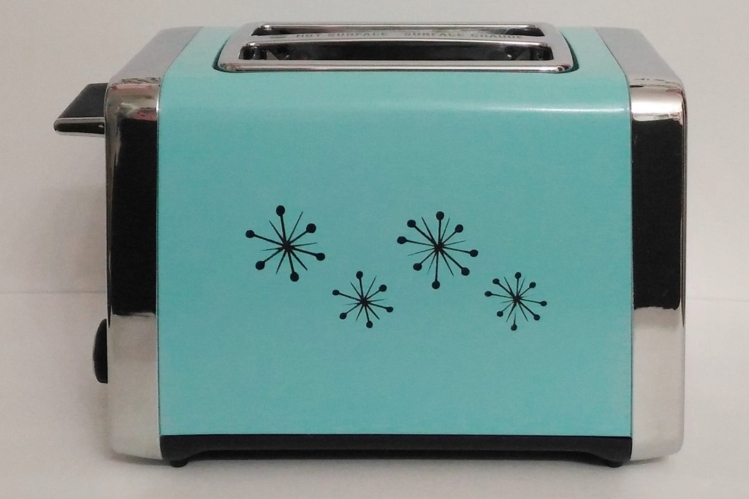Aqua Sky Retro Style Toaster With Black Starburst ,wide Slot Toaster ...