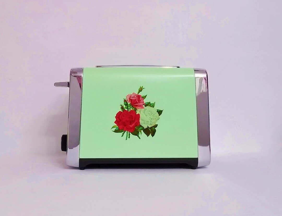 Magic Mint Green Retro Toaster With Roses ,wide Slot Toaster , Chrome ...