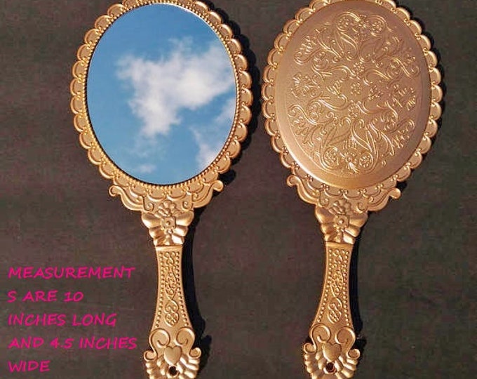 New Antique Gold Hand Held Mirrors, Party & Princess Handheld Mirrors ...