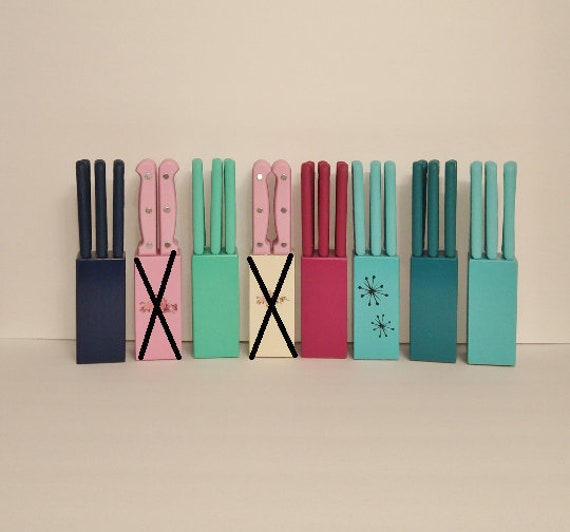 Aqua Sky Core Knife Block Set Core Knives Pink Steak Knives - Etsy