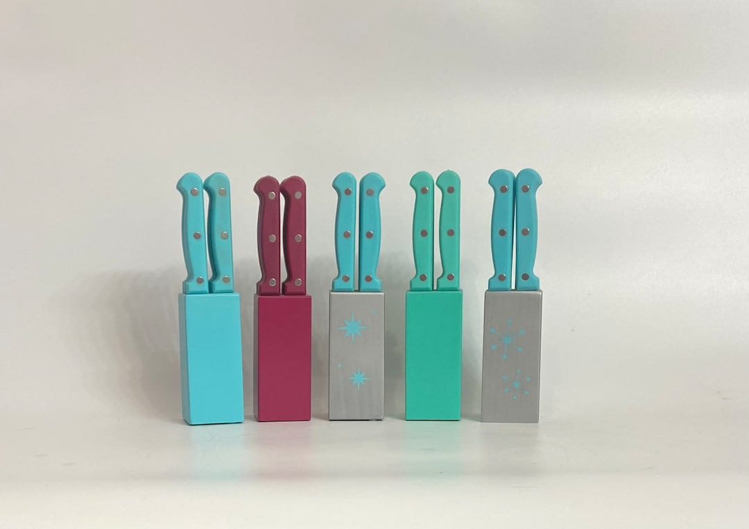 Aqua Sky Core Knife Block Set, Core Knives, Pink Steak Knives, Retro ...