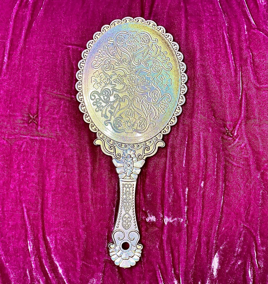 New Pink and Gold Holographic Hand Held Mirrors, Party & Princess ...