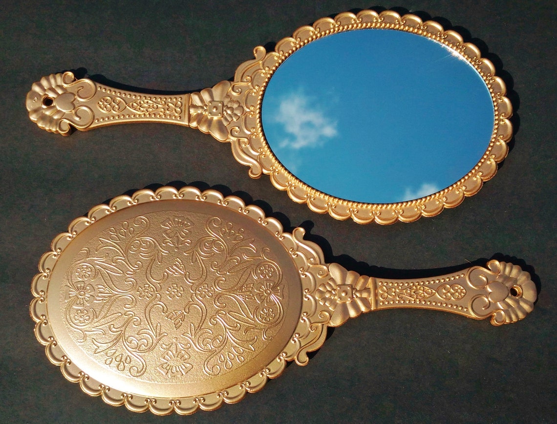 New Antique Gold Hand Held Mirrors Party & Princess Handheld | Etsy