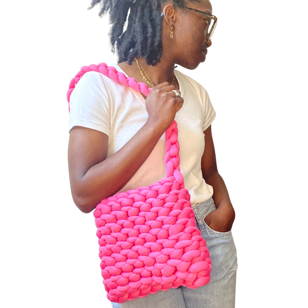 Pink Tubular Yarn Hand Crochet Purse - Etsy